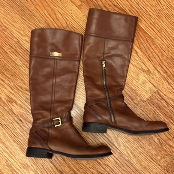 Coach | Shoes | Coach Micha Cinnamon Brown Leather Buckle Riding Boots ...